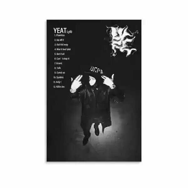 Yeat Afterlyfe постер на холсте, 40x60cm, черный, P12, без рамки