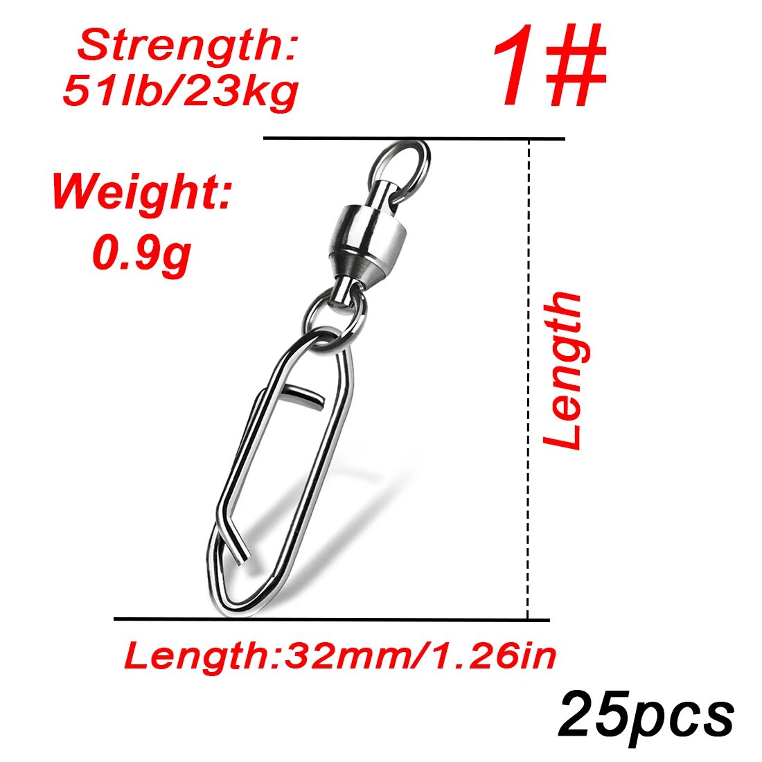 Рыболовные вертлюги 1#, 25 шт, Size1