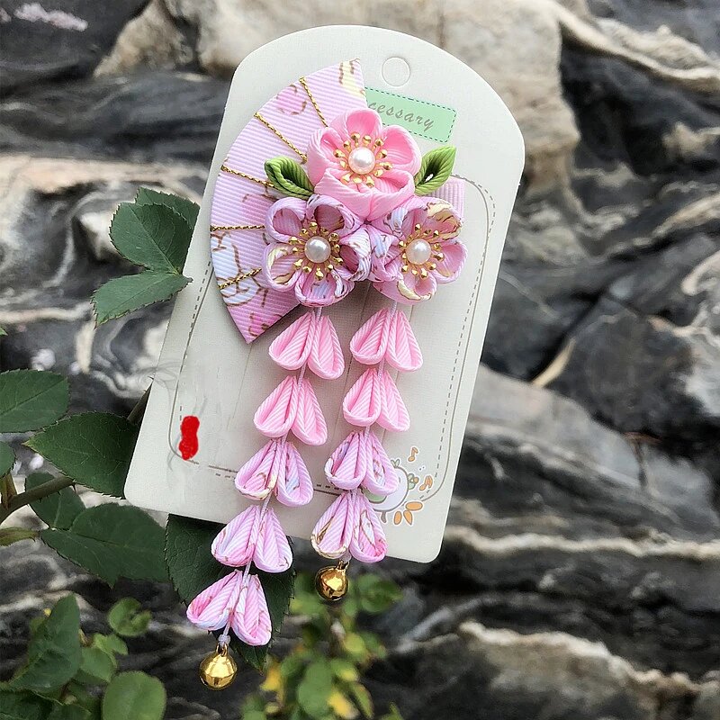 Заколка для волос в японском стиле, розовый, B pink