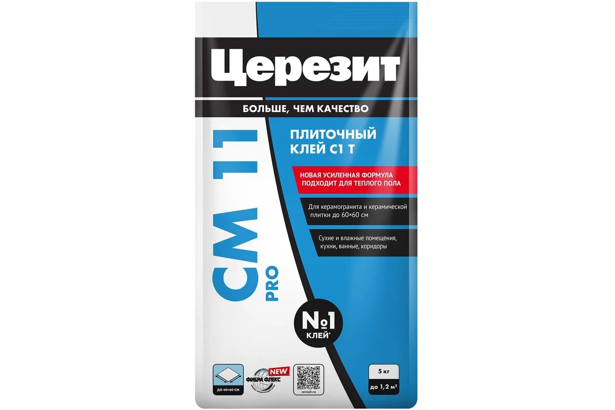 Клей для плитки Ceresit CM 11 Plus, серый, морозостойкий, влагостойкий, 5 кг
