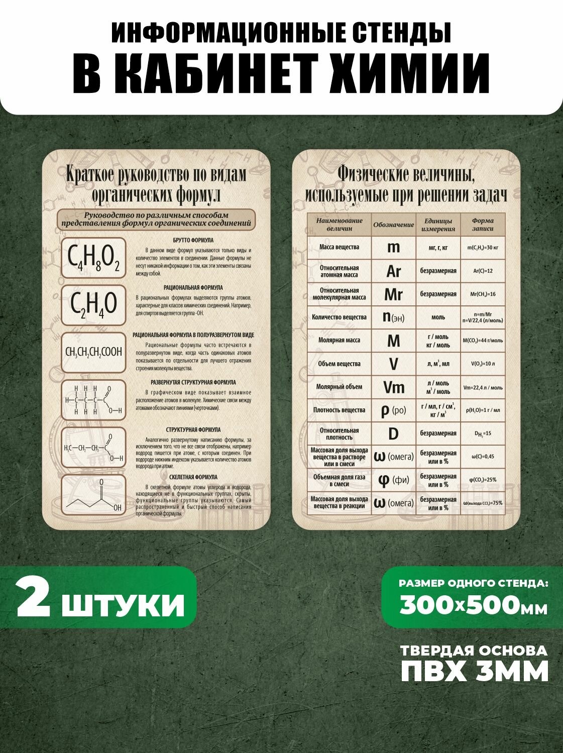 Комплект стендов Формулы по химии, цвет бежевый, набор 2 шт, VoloMar