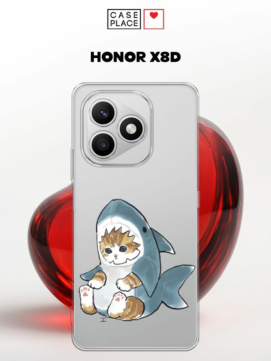 Силиконовый чехол на Honor X8d / Хонор X8d с принтом Кошачий плавник