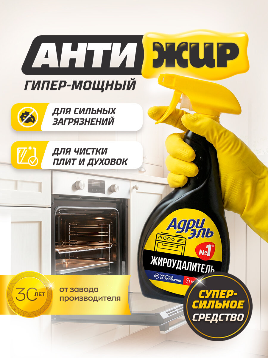 Антижир Адриэль спрей от жира. Эффективный жироудалитель для кухни