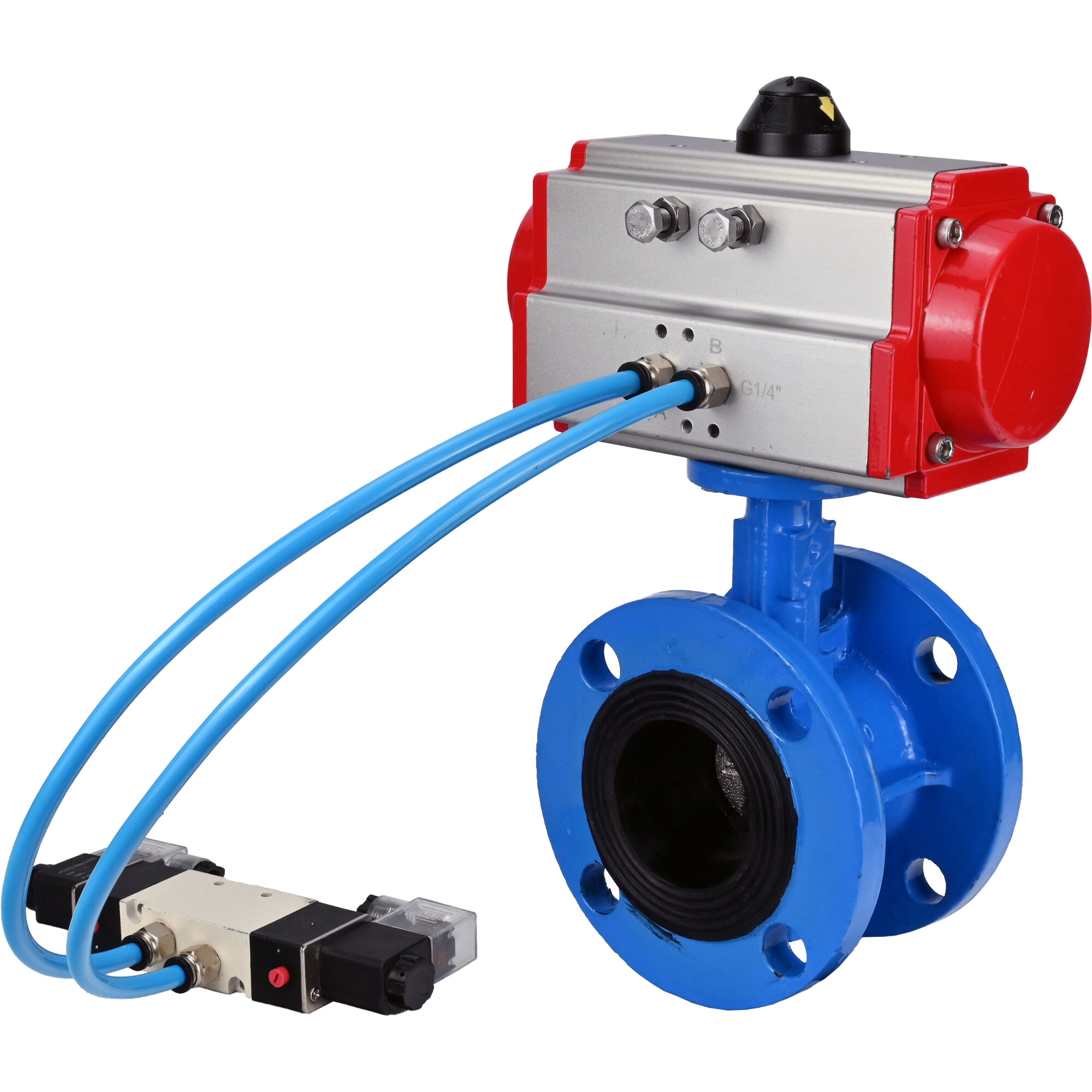 Затвор DN.ru GGG40-GGG40-EPDM-2W-F-H Ду100 Ру16, с пн. прив. DA-105, пн. распр. PND1-T08-220VAC NAMUR