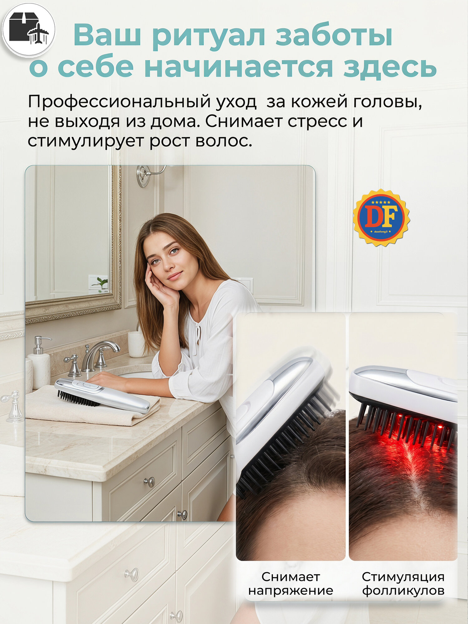 Расчёски электрические, Расческа, электрическая расческа, лазерная, для роста и от выпадения волос, с ИК, подсветка