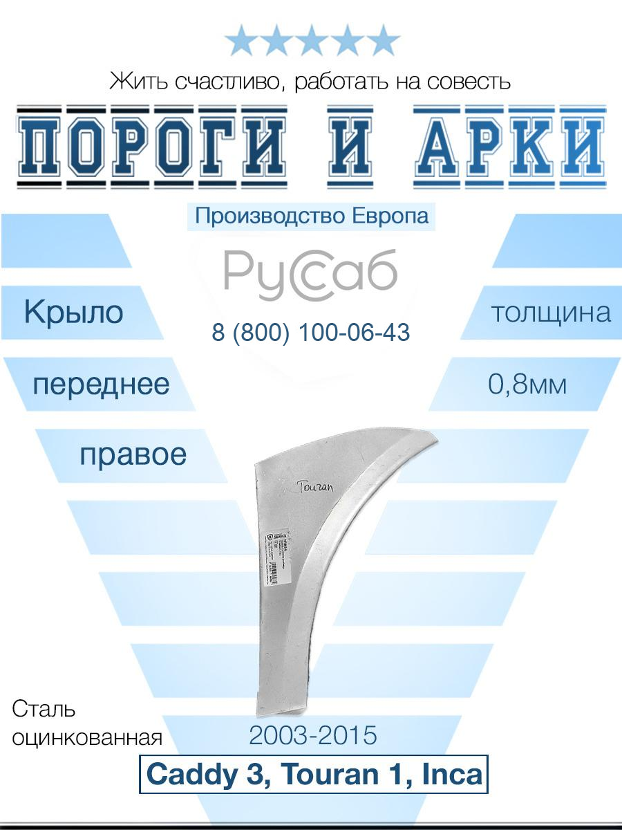 Ремкомплект для крыла правый Volkswagen Caddy 3, Touran 2003-2014 (Polcar)