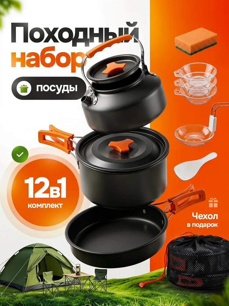 Набор посуды туристический походный для пикника