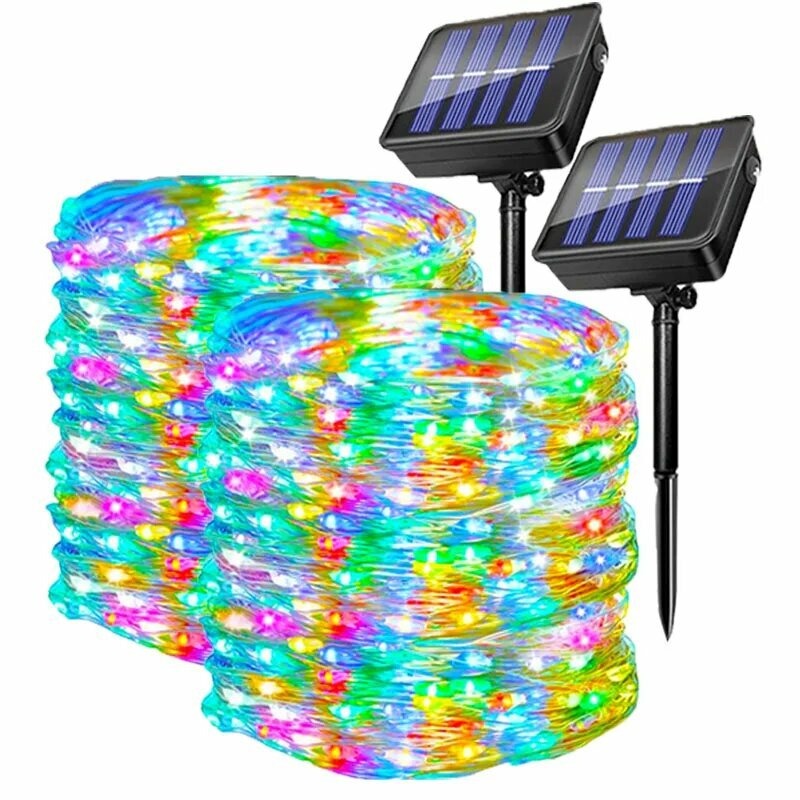 Солнечные светодиодные гирлянды для улицы colorful led 2pcs, 12meter 100LED