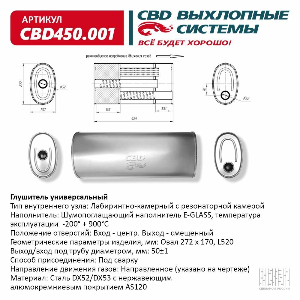 Глушитель универсальный CBD
