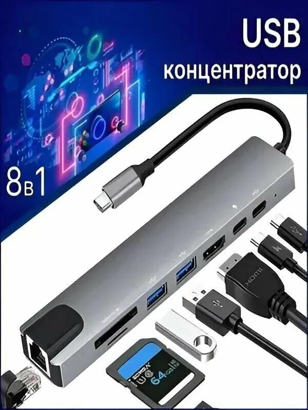 USB разветвитель Type-C HUB для MacBook