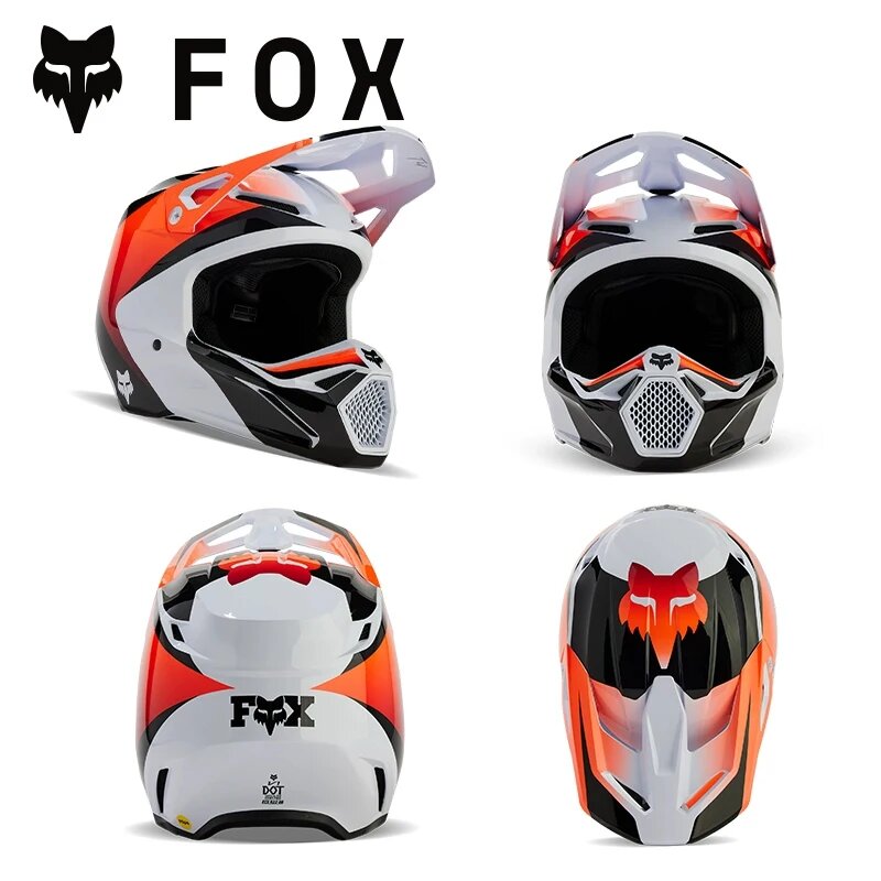 Шлем FOX V1, внедорожный мотоцикл, легкий легкий шлем DOT, сертификация ECE, XXL, Orange White