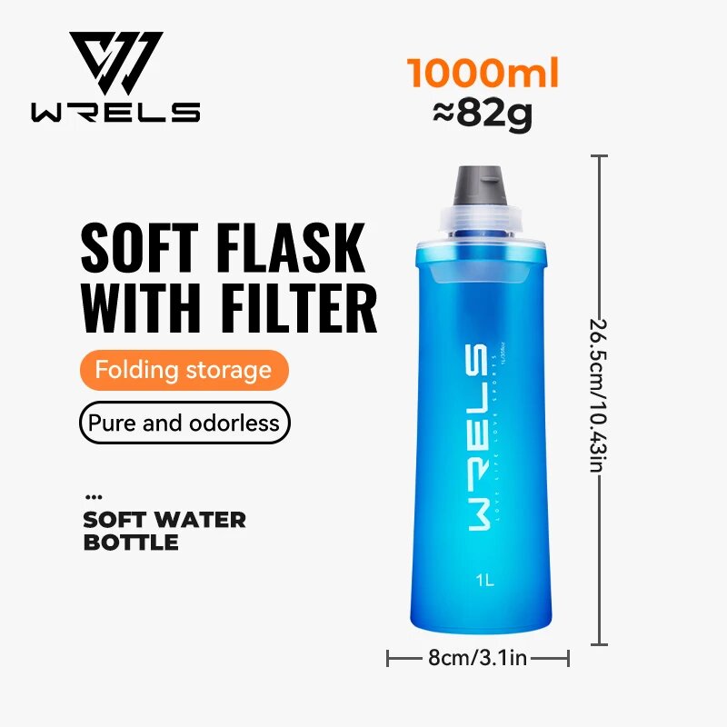 WRELS Бутылка для воды с фильтром, 1л, Синий