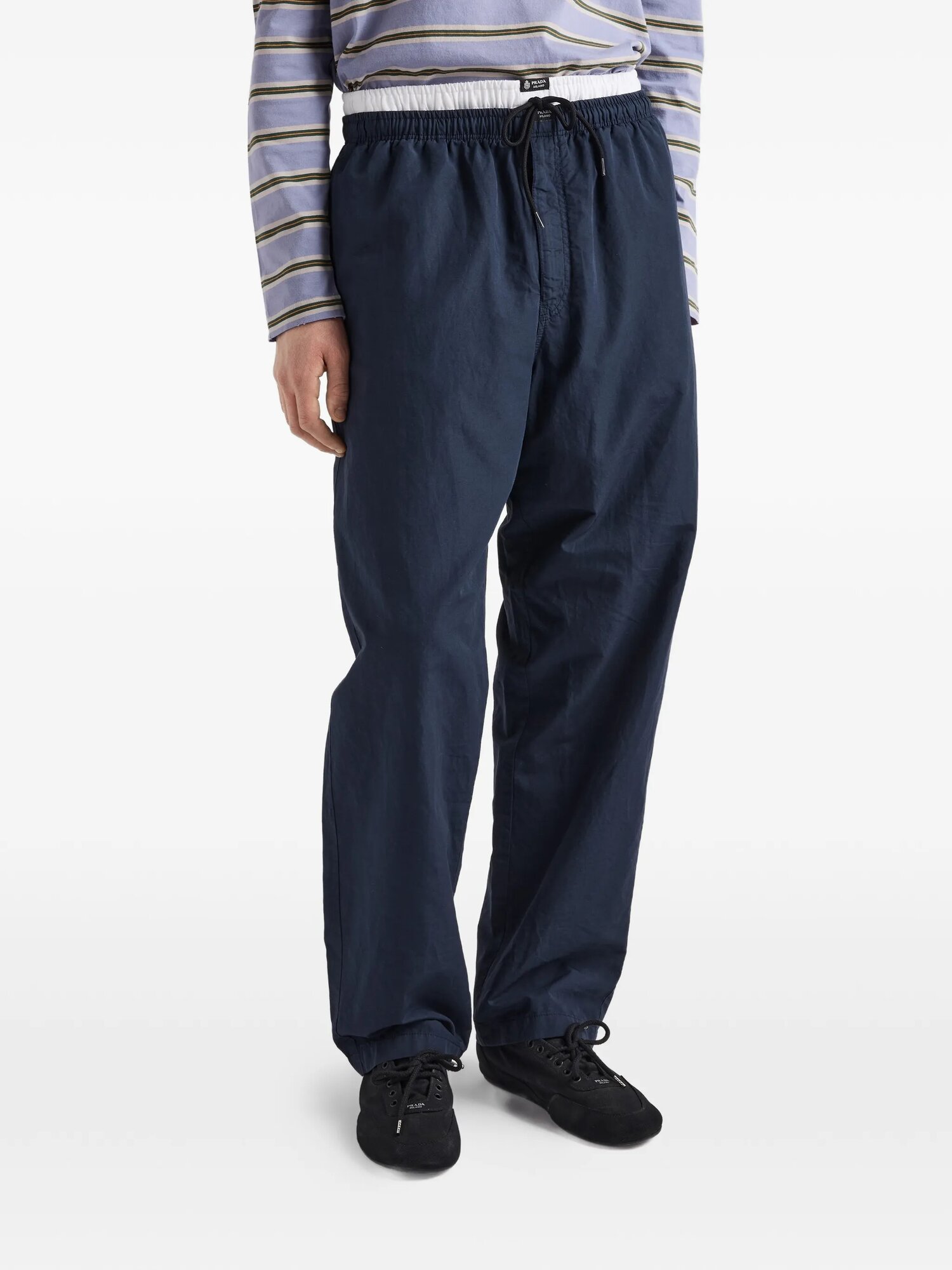 Брюки Prada Linen-blend pants, размер L, синий — фото 1