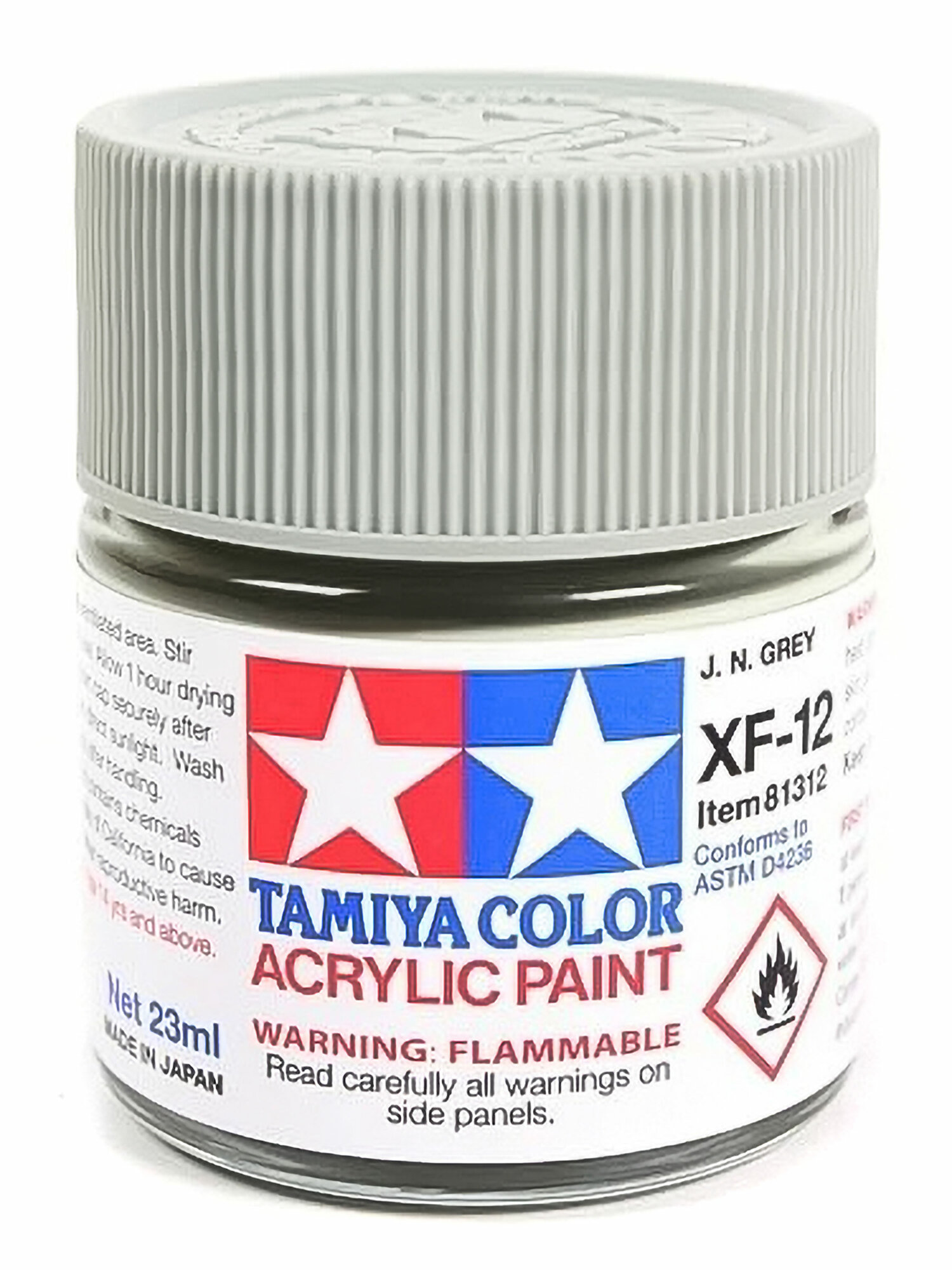 Краска акриловая Tamiya Color XF-12 J.N. Grey 81312 матовая, 23 мл