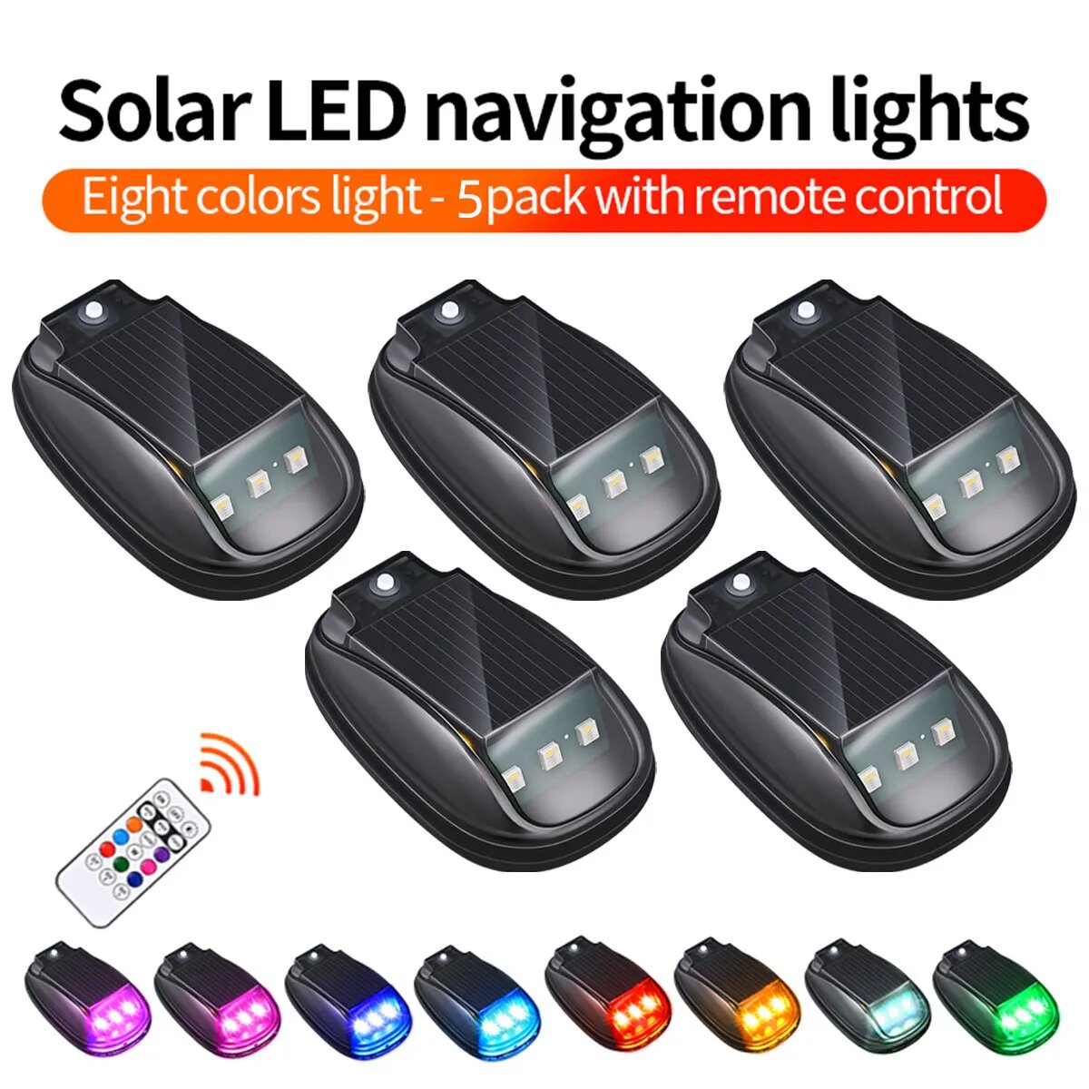 Многофункциональный беспроводной солнечный RGB-фонарь 5-в-1 с дистанционным управлением для 5in 1