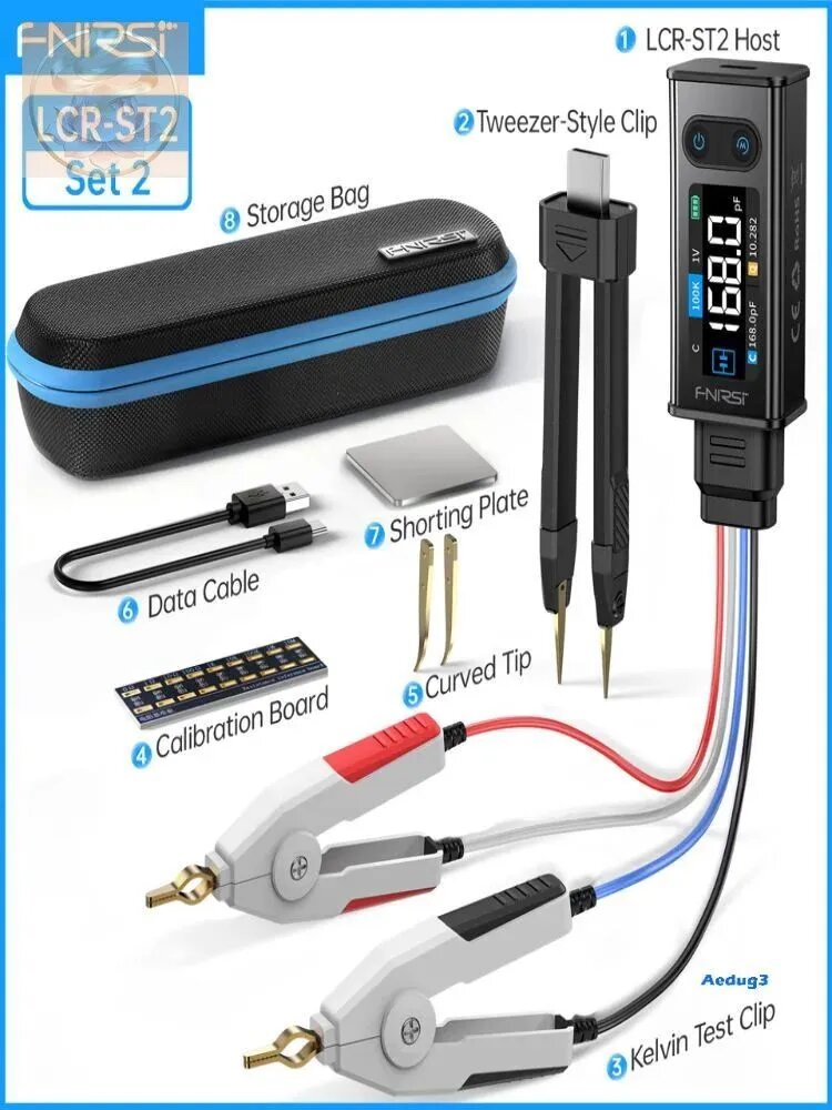 FNIRSI LCR-ST2, Тестовый зажим Кельвина, интеллектуальный SMD-пинцет, ESR, высокоточный диод, многочастотный LCR, 100 Гц 100