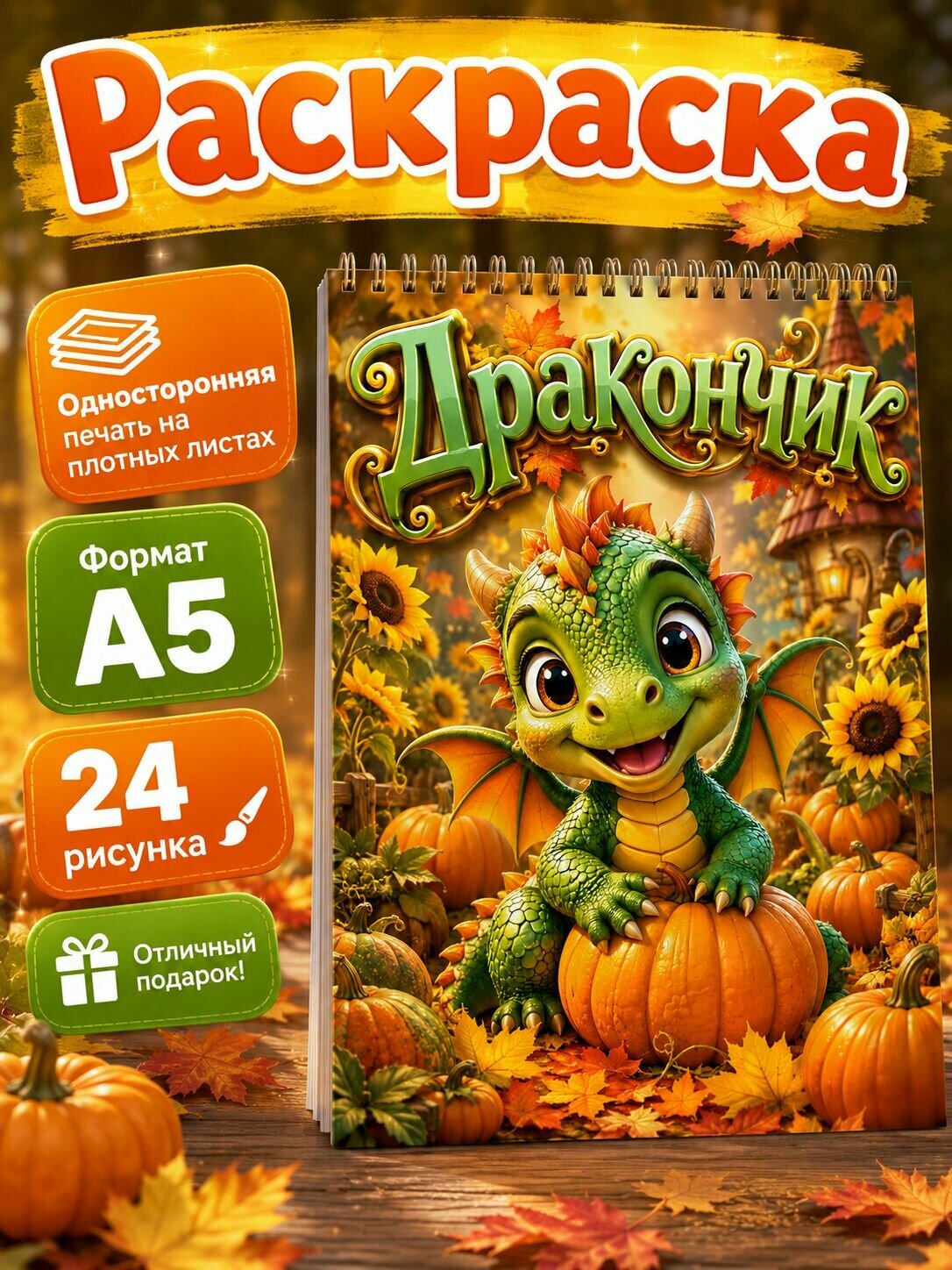Раскраска для детей Дракончик