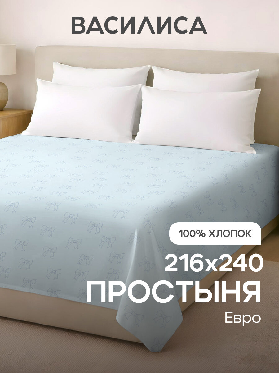 Простыня Василиса Евро 216х240 см, Бязь, коллекция Янг, хлопок 100%, Кокетка