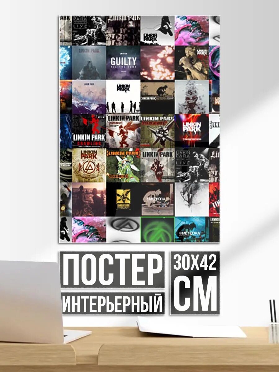 Постер на стену Linkin Park - обложки альбомов и песен