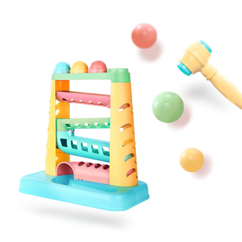 Разноцветная игрушка молоток с шариком для игры и развития детей