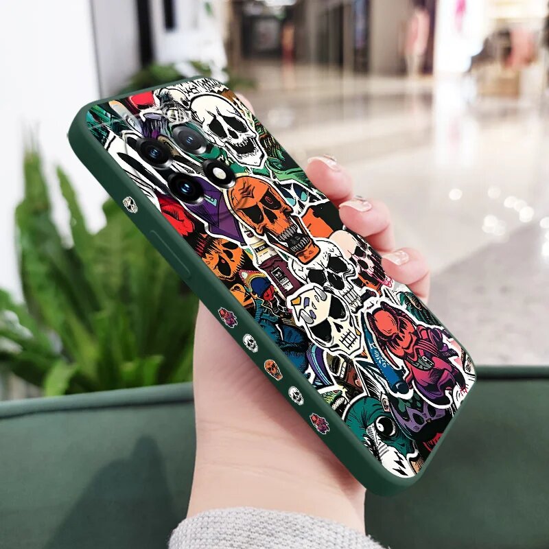 Красочный чехол для телефона с черепом для Oneplus 13 13R Темно-зеленый, Dark Green, OnePlus 10 Pro