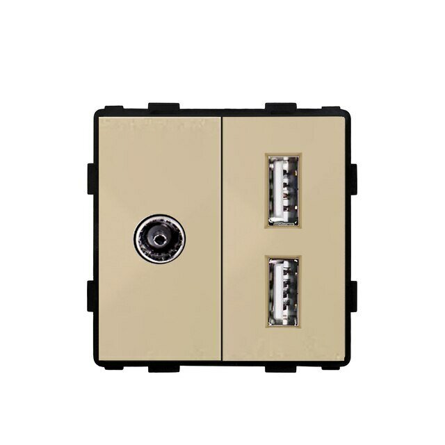 Механизм розетки MVAVA AA/TV, зарядка 10W, золотой