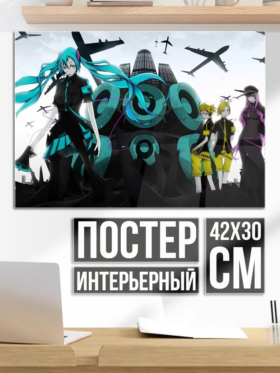 Плакат постер аниме девушки и самолеты