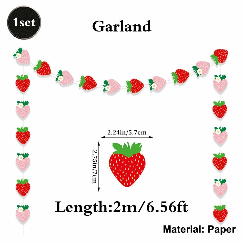 Одноразовая посуда с фруктами и клубникой EsenTroye Красный, Garland