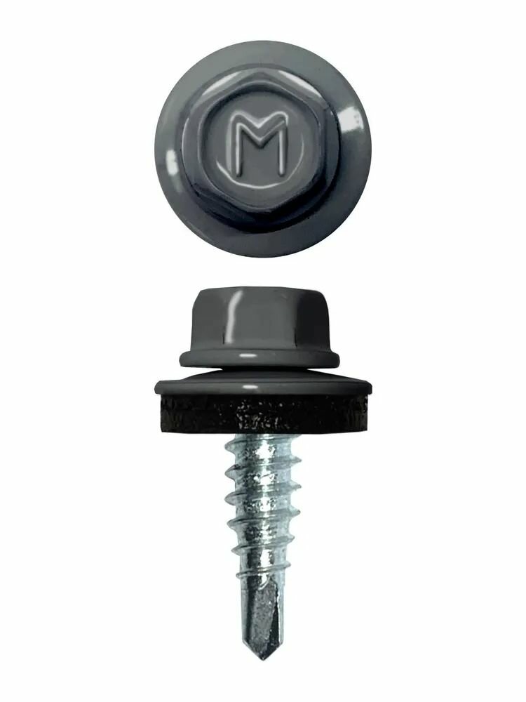 Саморезы кровельные ROOFRetail по металлу со сверлом для забора 5,5х19 RAL 7024 Серый графит 250 шт.