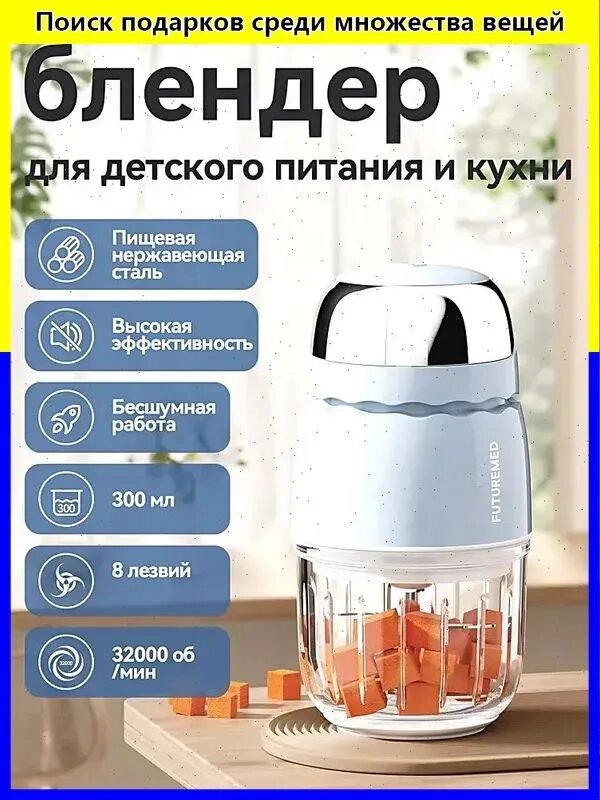 Портативный блендер 6FE4FC93BDC84DDE80528A1B46BC4390-96e75dc083f5, голубой