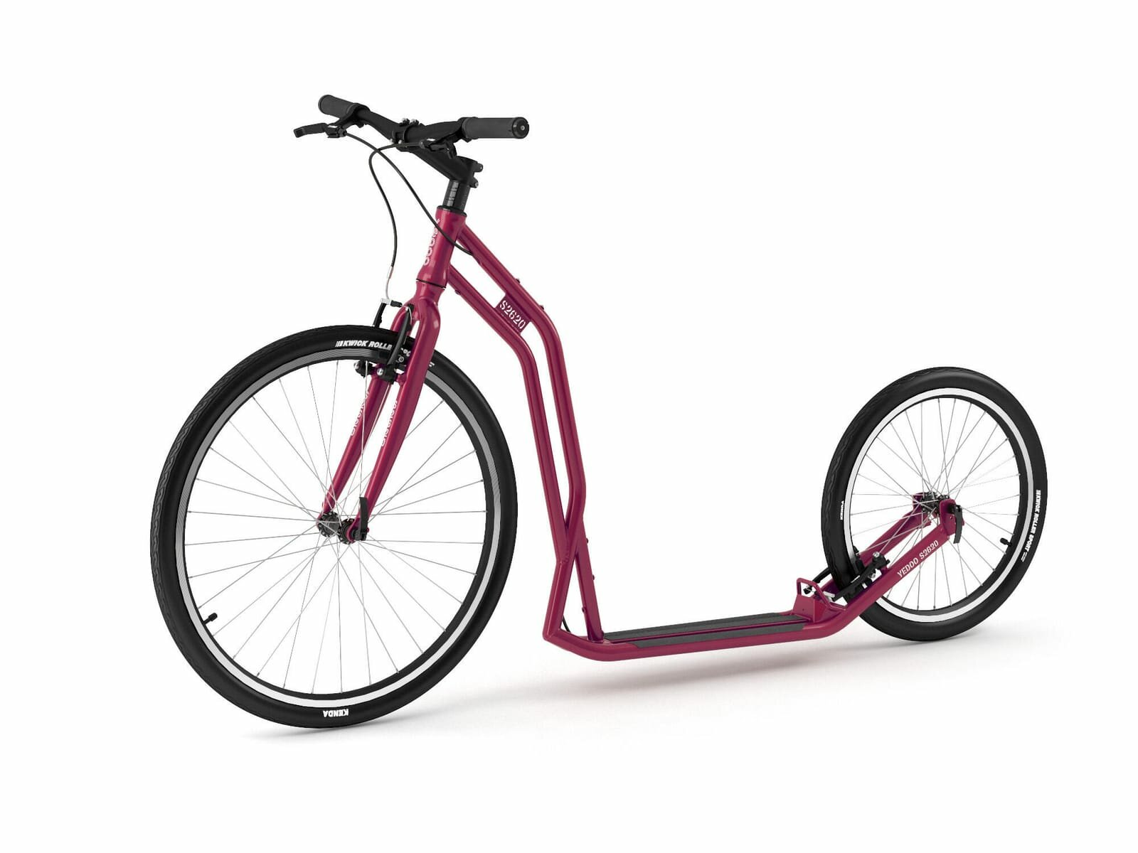 DECATHLON самокат Yedoo S2620, бордовый, грузоподъемность 130 кг, колеса 26/20