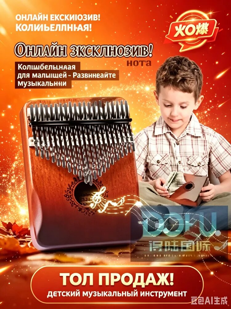 Калимба до-мажор, 21 нота, портативный музыкальный инструмент из дерева