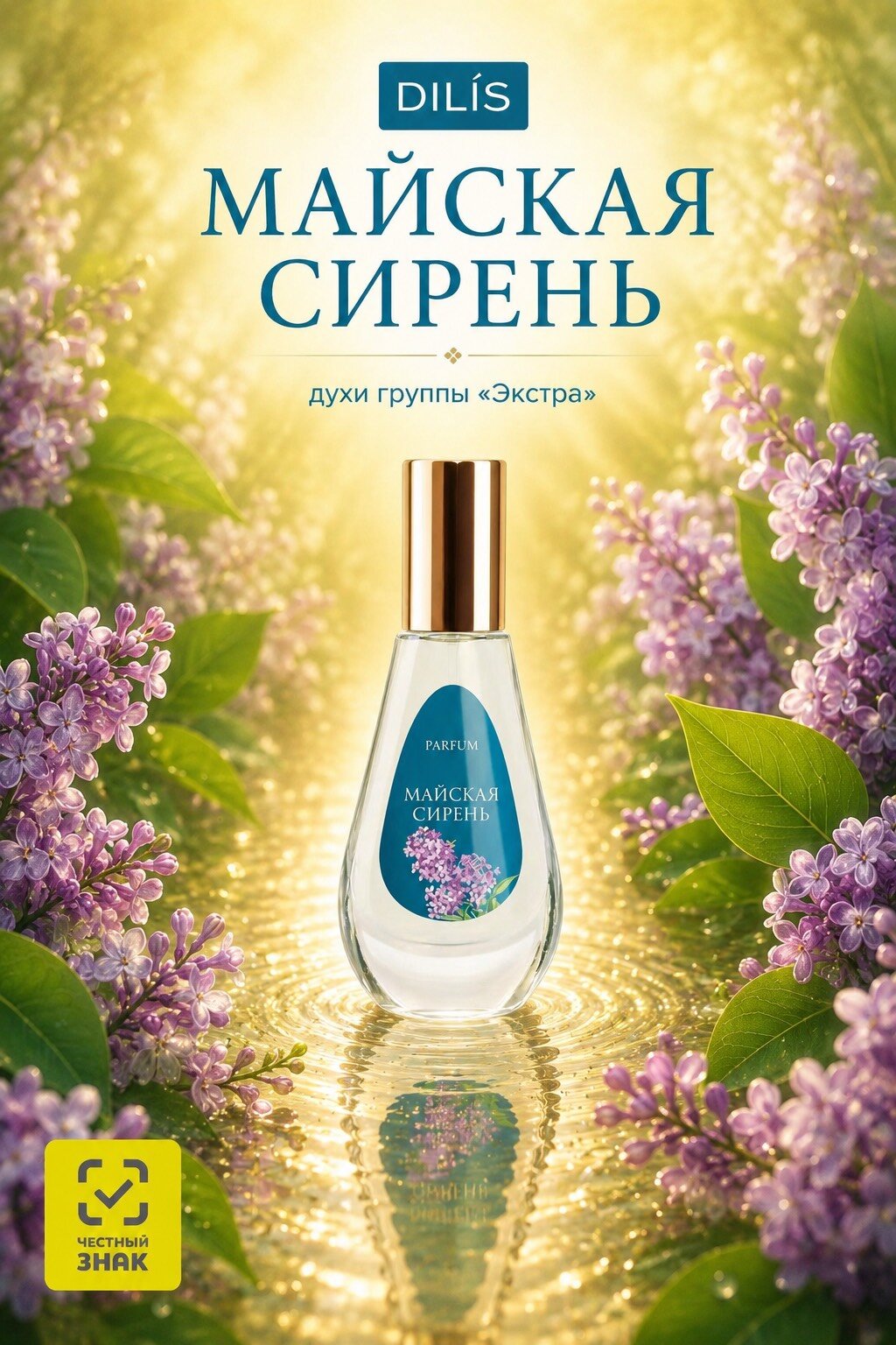 DILIS Духи женские Майская сирень lady 9,5 мл, цветочный моно аромат