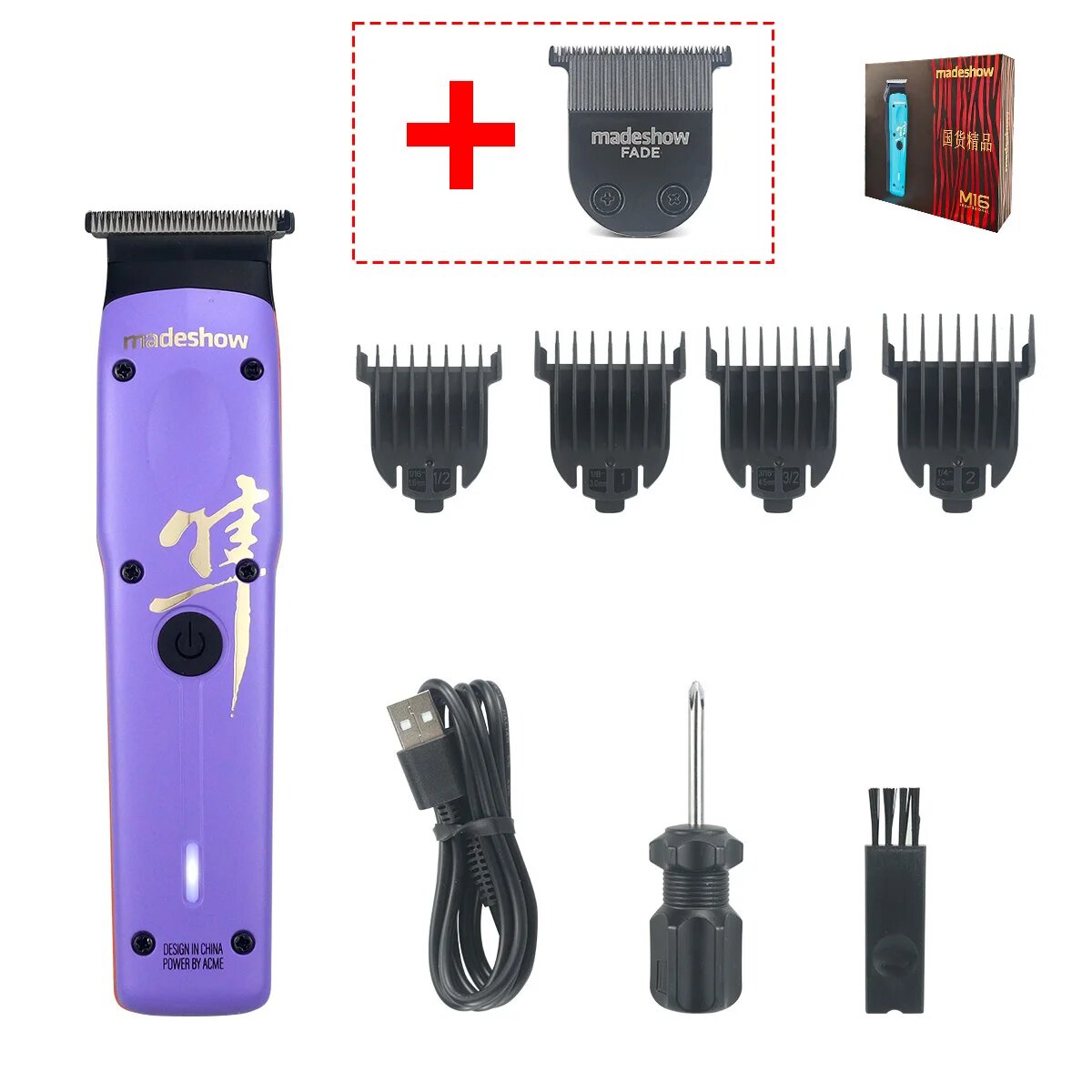 Машинка для стрижки волос Madeshow M16 Purple-Box Blade