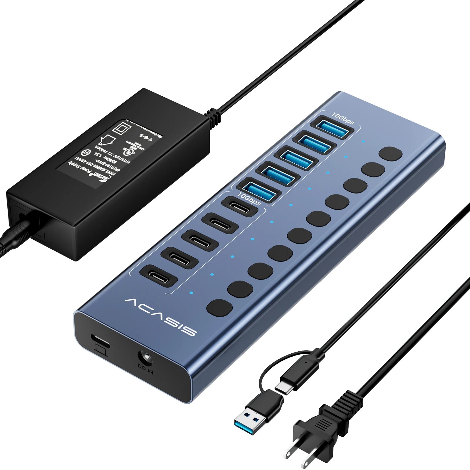 Док-станция Acasis 10 Гбит/с 16 портов USB-C и USB-A