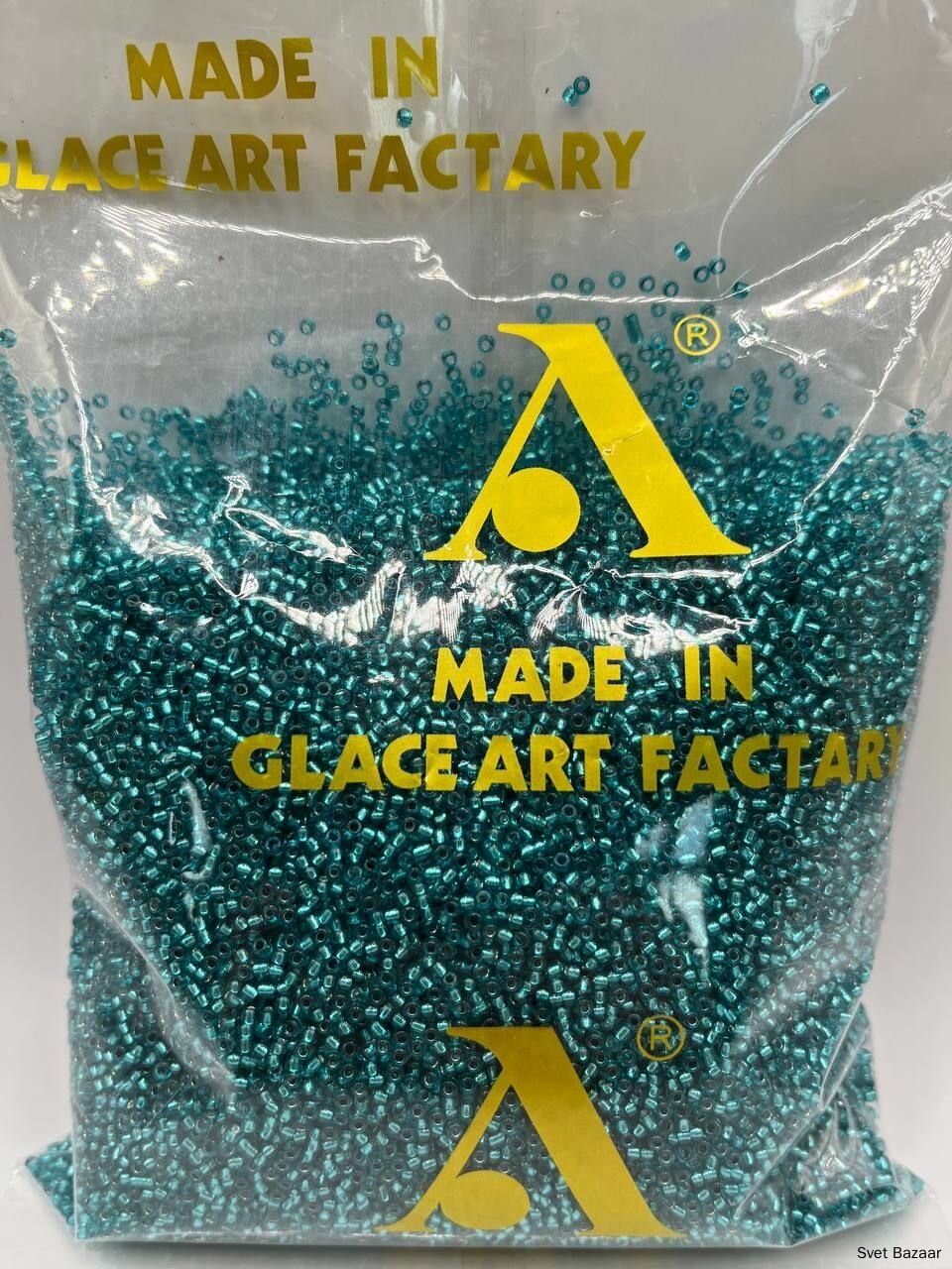 Бисер чешский SIZE:12 в упаковке 100гр, голубой огонек.
