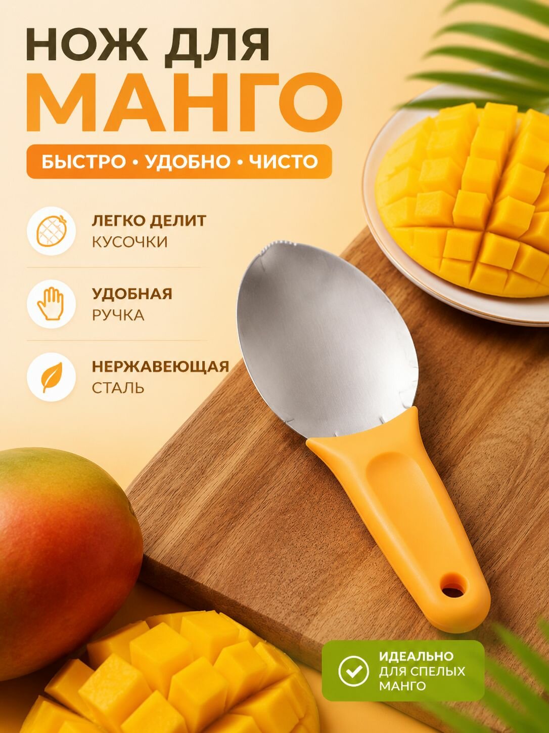 Нож для манго из нержавеющей стали с ABS ручкой