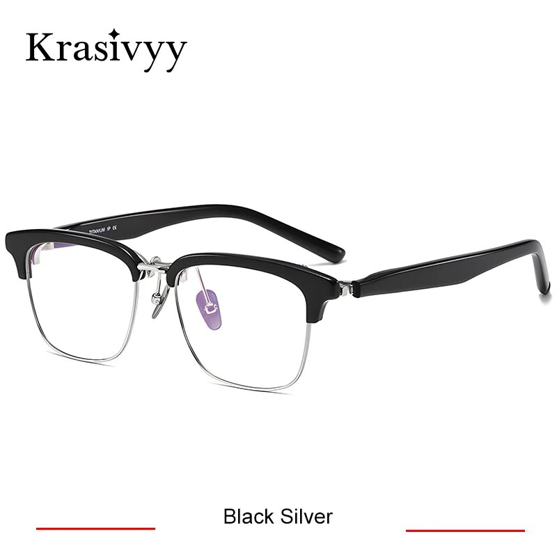 Krasivyy мужские очки в титановой оправе Black Silver