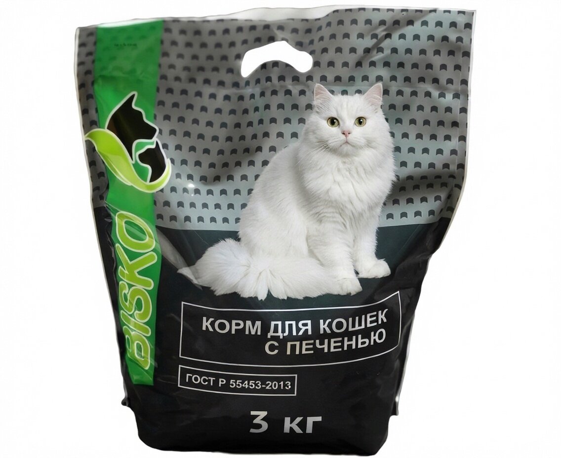 Биско с куриной печенью 3 кг. Сухой корм для кошек с чувствительным пищеварением.