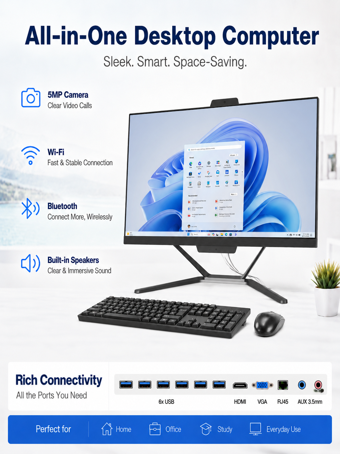23.8" Моноблок Intel Core i7-3610QM, 16 ГБ RAM, SSD 1024 ГБ, Windows 10 Pro, Full HD, Wi‑Fi, Bluetooth, с веб-камерой, клавиатура и мышь