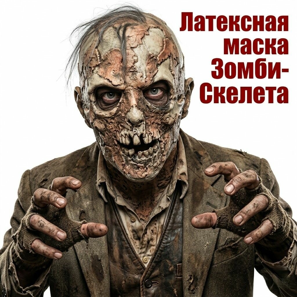 Латексная маска в виде черепа зомби с шейным и грудным отделами, реалистичный костюм ужасов, подходит для Хэллоуина, косплея, маскарада и тематических вечеринок.