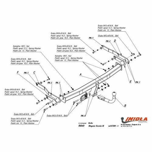 Фаркоп RENAULT (MEGANE IV htb.) IMIOLA R049