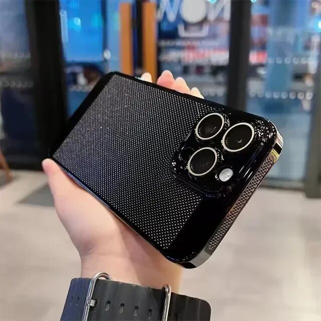 Сетчатый чехол для телефона с рассеивающей тепло для iPhone 17, Черный, Black, For iPhone 16 ProMax