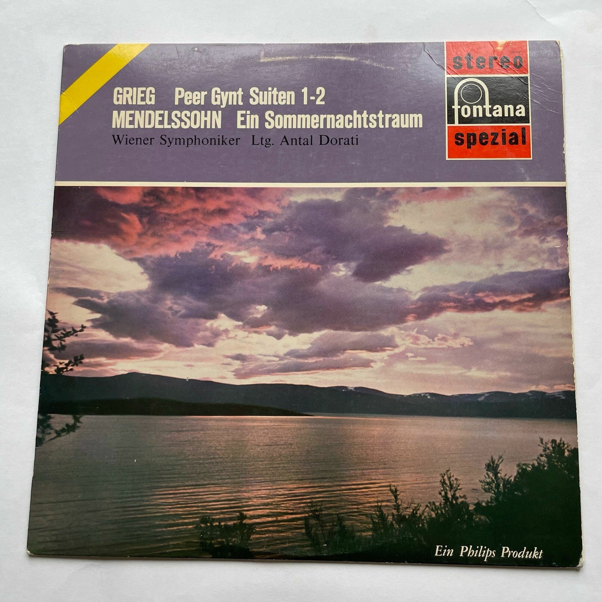 Винтажная виниловая пластинка LP Мендельсон, Григ Пер Гюнт F. Mendelssohn Bartholdy Ein Sommernachtstraum (Германия 1971)