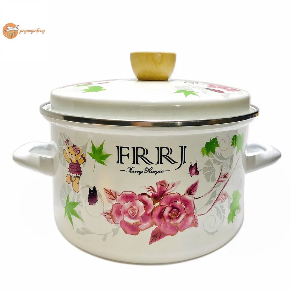 Кастрюля эмалированная Furong Runjia, 3 л, с крышкой, для дома, для индукционных и газовых плит