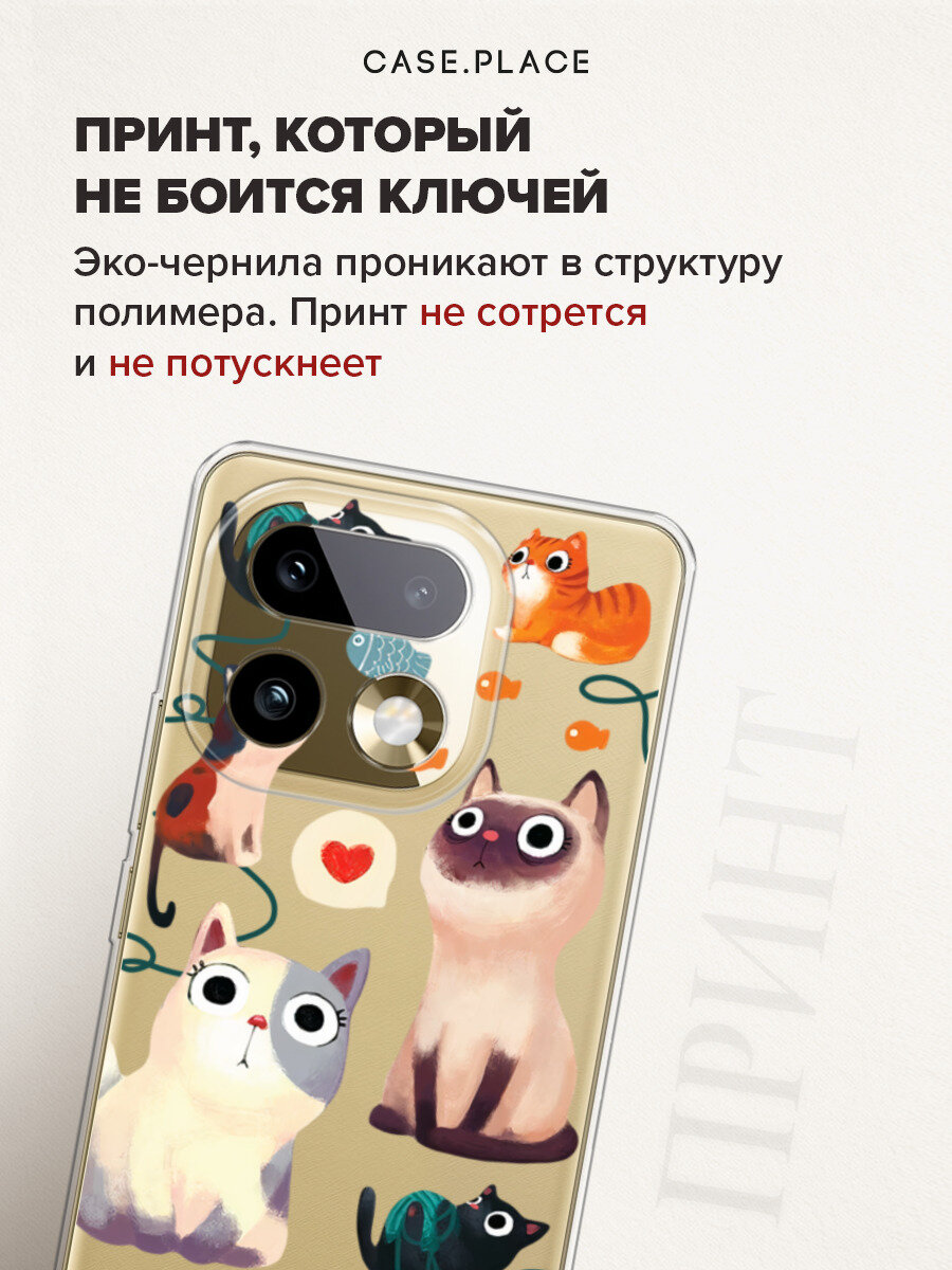Чехол на Realme 16 Pro+ / Реалми 16 Про+ с принтом Любопытные котики — фото 1