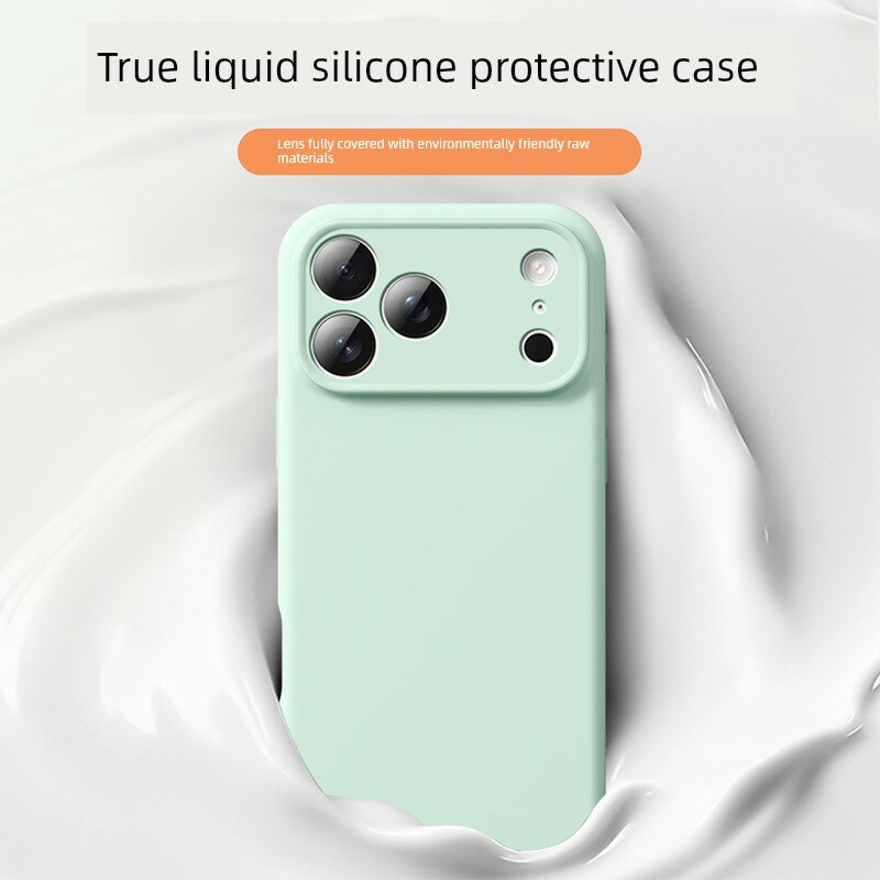 Силиконовый чехол для iPhone 15 с защитой объектива и ударопрочностью, цвет светло-зеленый