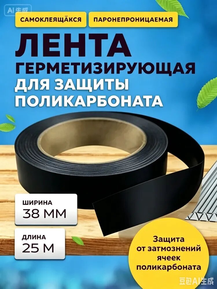 Лента герметизирующая для поликарбоната, 38 мм, 25 метров