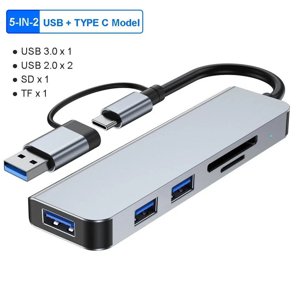 Kebidumei USB Hub 8 портов 5-IN-2