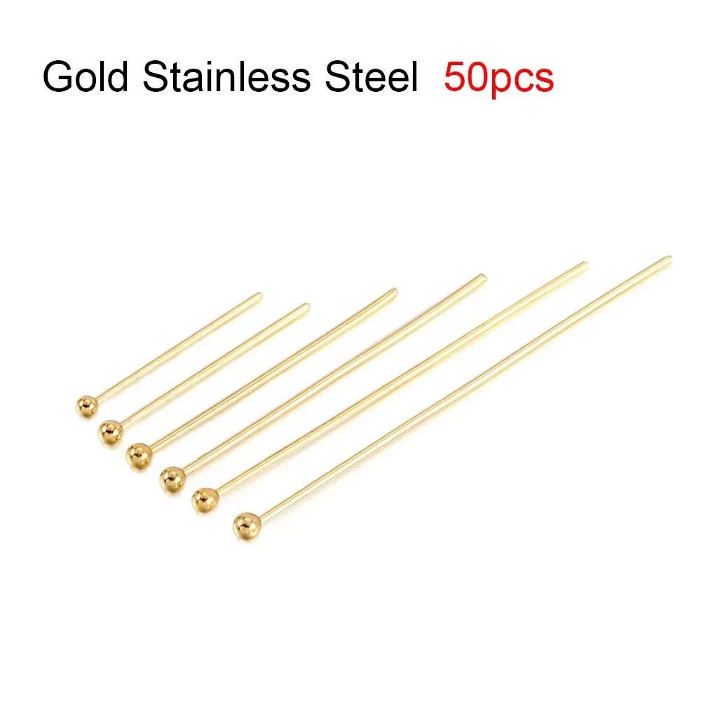 Булавки St.kunkka из нержавеющей стали для ювелирных изделий Length 20mm, Gold Ball Pin
